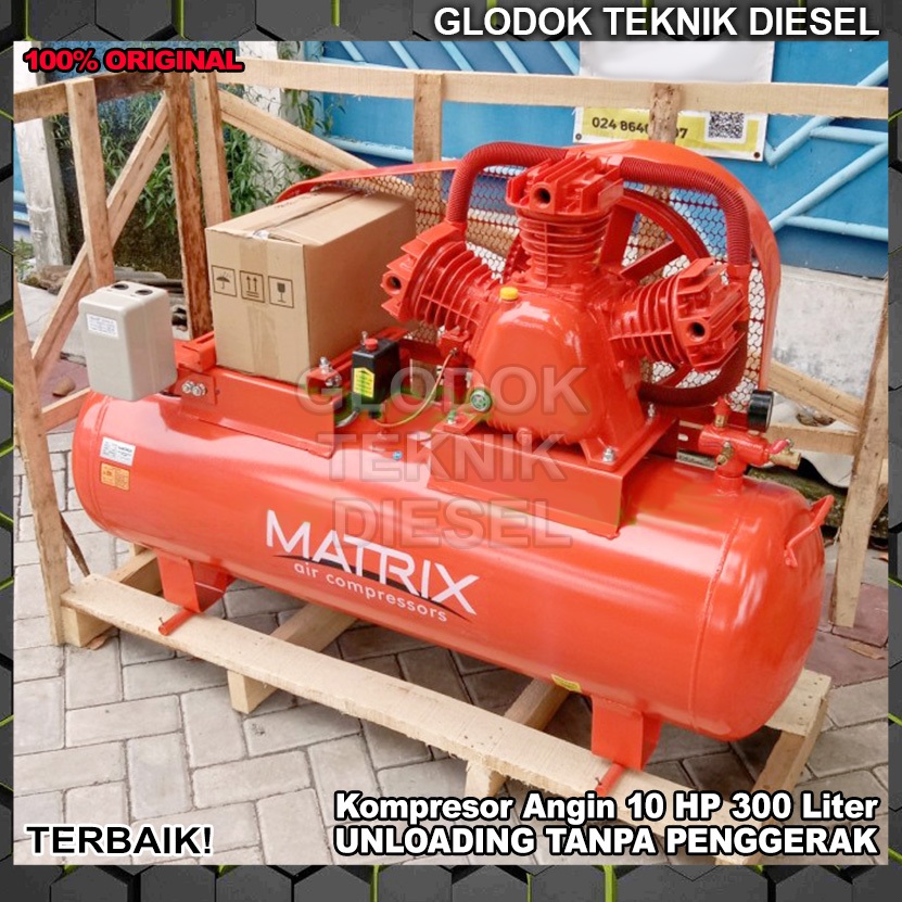 Jual Matrix Kompresor Angin 10 HP 300 Liter + Engine Penggerak Diesel ...