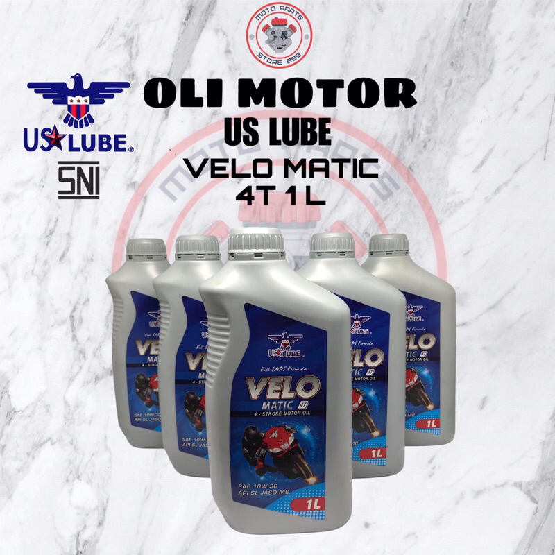 Jual OLI MESIN MOTOR US LUBE VELO MATIC 4T 1L SAE 10W-30 API SL JASO MB ...