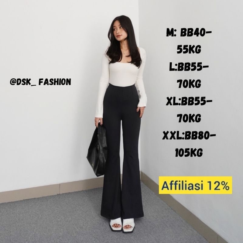 Jual Celana Higwaist Flare pants Celana Panjang Wanita Cutbray kain ...