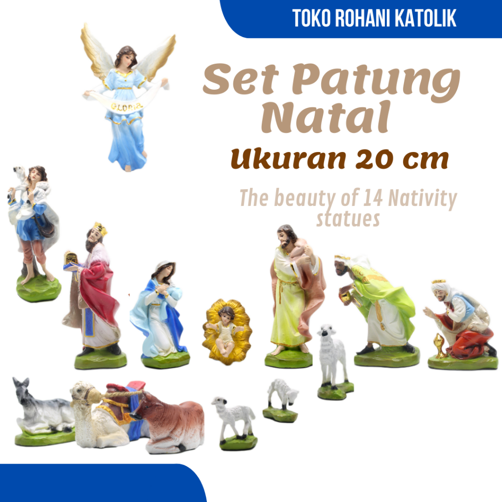 Jual SET PATUNG NATAL 20 CM / HADIAH NATAL / NATIVITY SCANE / PATUNG ...