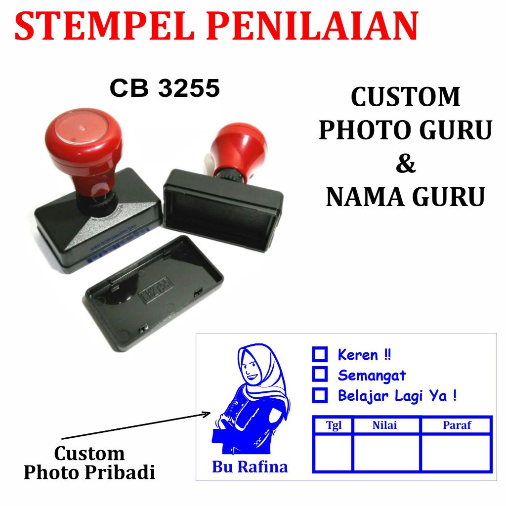 Jual Stempel Flash Penilaian Custom Photo dan Nama Guru | Shopee Indonesia