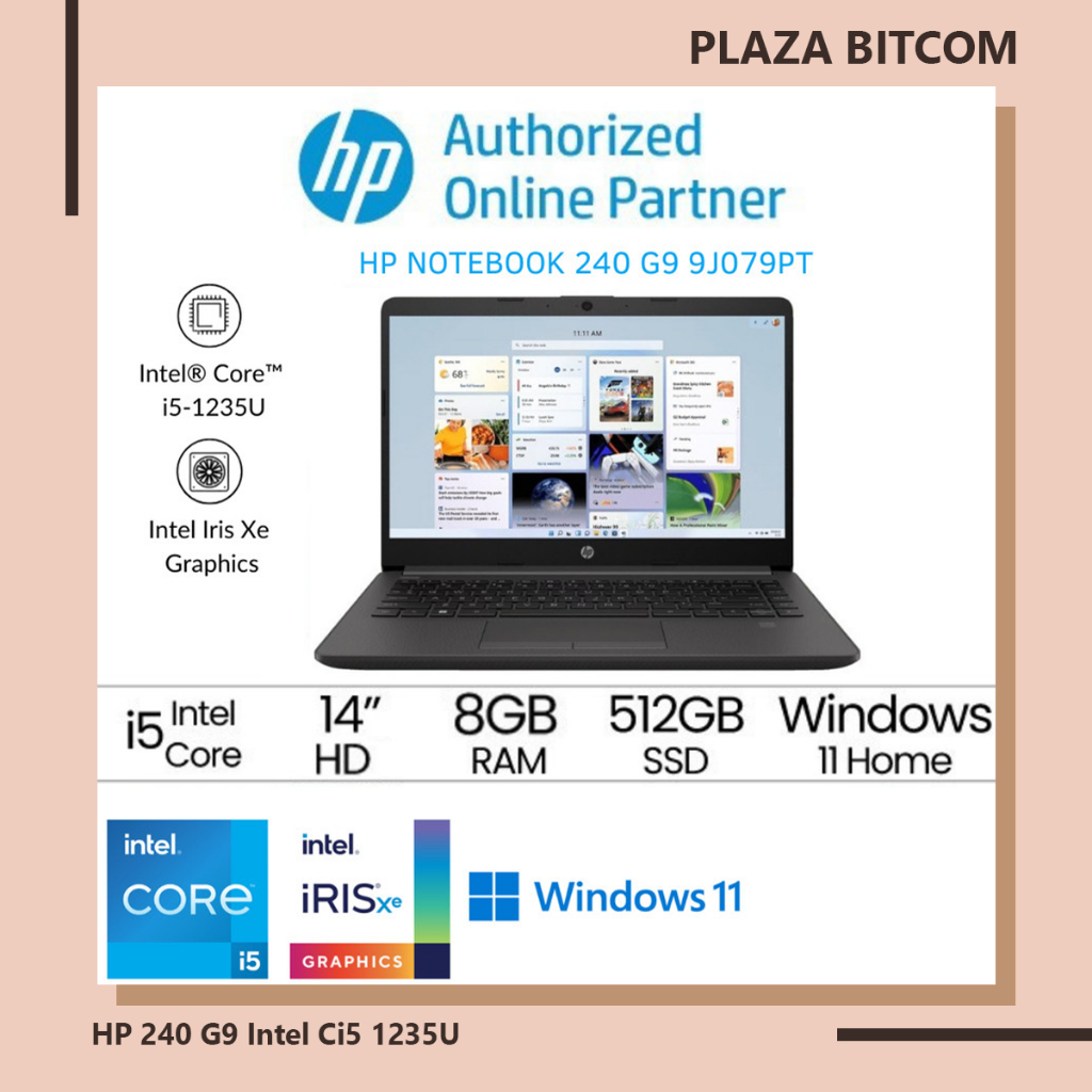 Jual HP 240 G9 Intel Ci5 1235U 8GB 256GB Intel Iris Xe 14" HD Windows ...