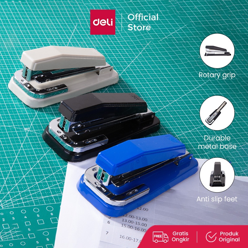 Jual Deli Rotary Stapler Staples Putar 3 Arah 24/6 & 26/6 25 Lembar ...
