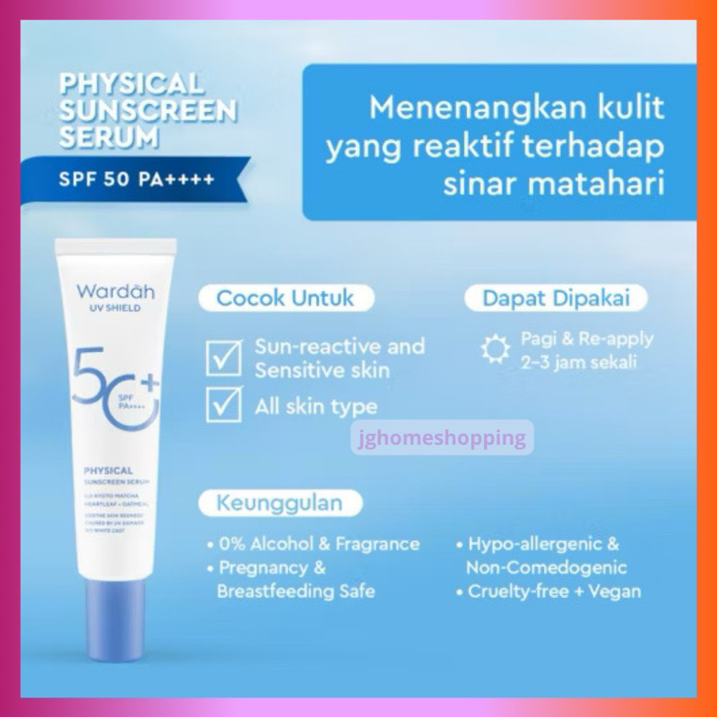 Jual Wardah UV Shield Physical Sunscreen Serum SPF 50+ PA++++ 30 ml ...
