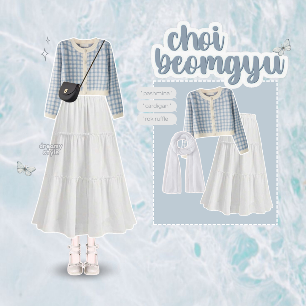 Jual Aluna One Set Remaja Aesthetic OOTD Cute Korean Style (Hijab,Cardi ...