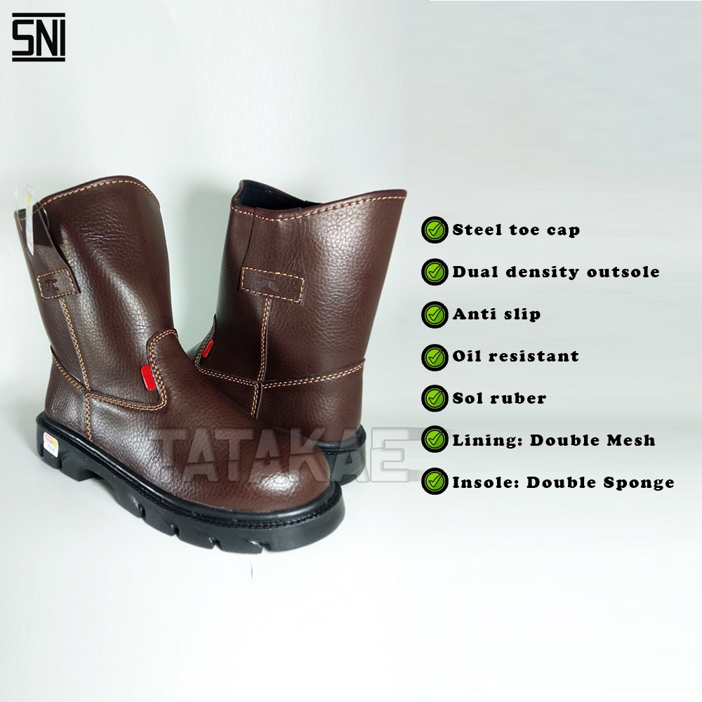 Jual Sepatu Safety Boot Panjang SKN Kulit Omega Ujung Besi Kerja Proyek ...