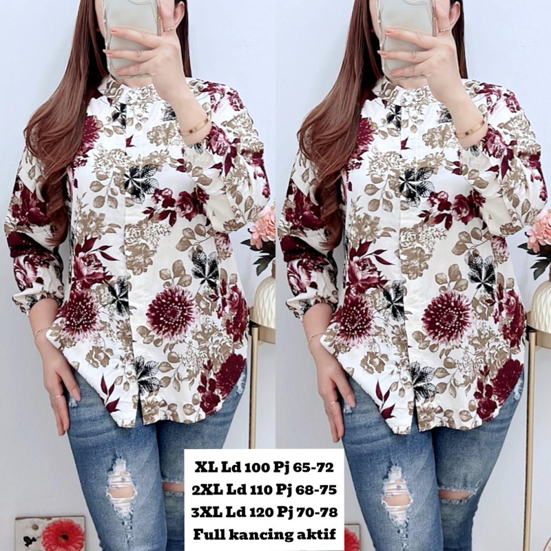 Jual FU- KEMEJA WANITA BUNGA RAYON PREMIUM | Shopee Indonesia