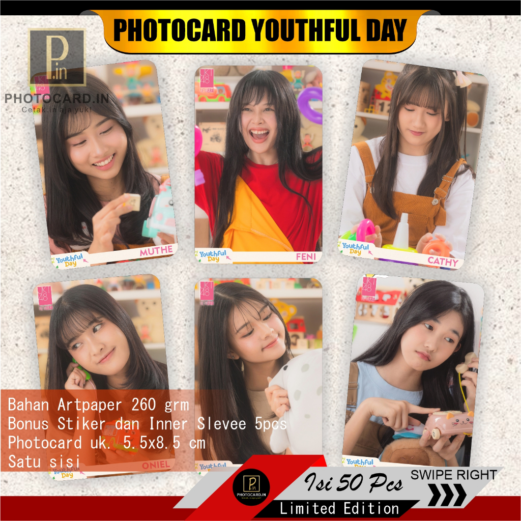 Jual Photocard JKT48 Edisi Youthful Day isi 50 pcs (Free Stiker dan Inner Slevee 5pcs ...
