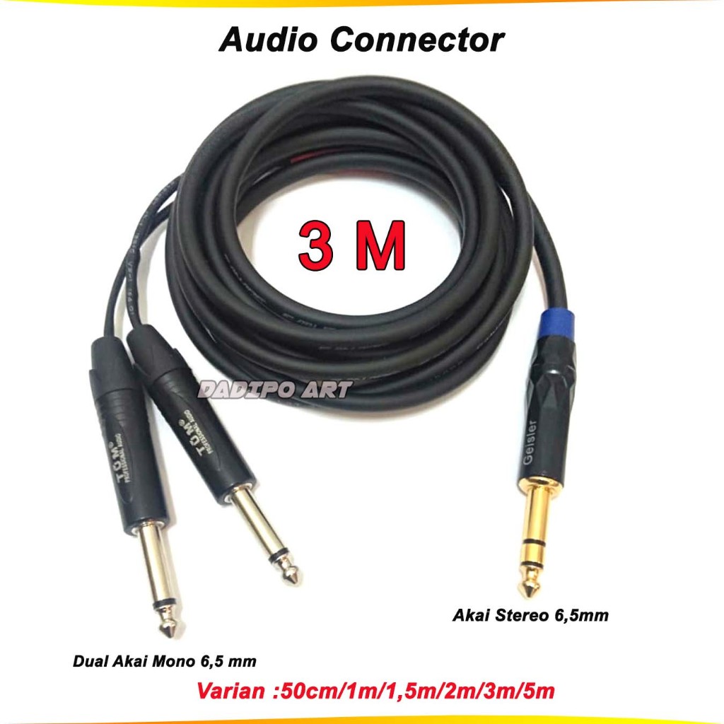 Jual (3 meter) Akai Stereo 6,5mm to Dual Akai Mono 6,5mm -Audio ...