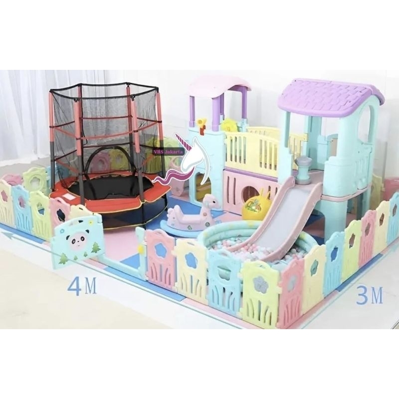 Jual PAKET SET PLAYGROUND 4M PAGAR FENCE TEROWONGAN TUNNEL COLORFUL ...