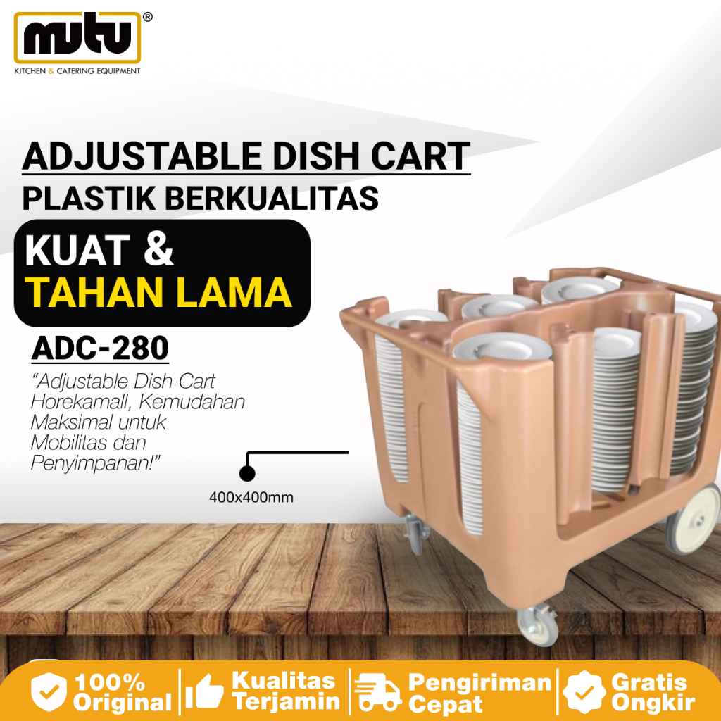 Jual MUTU Adjustable Dish Cart (ADC-280) / Troli Tempat Wadah Piring ...