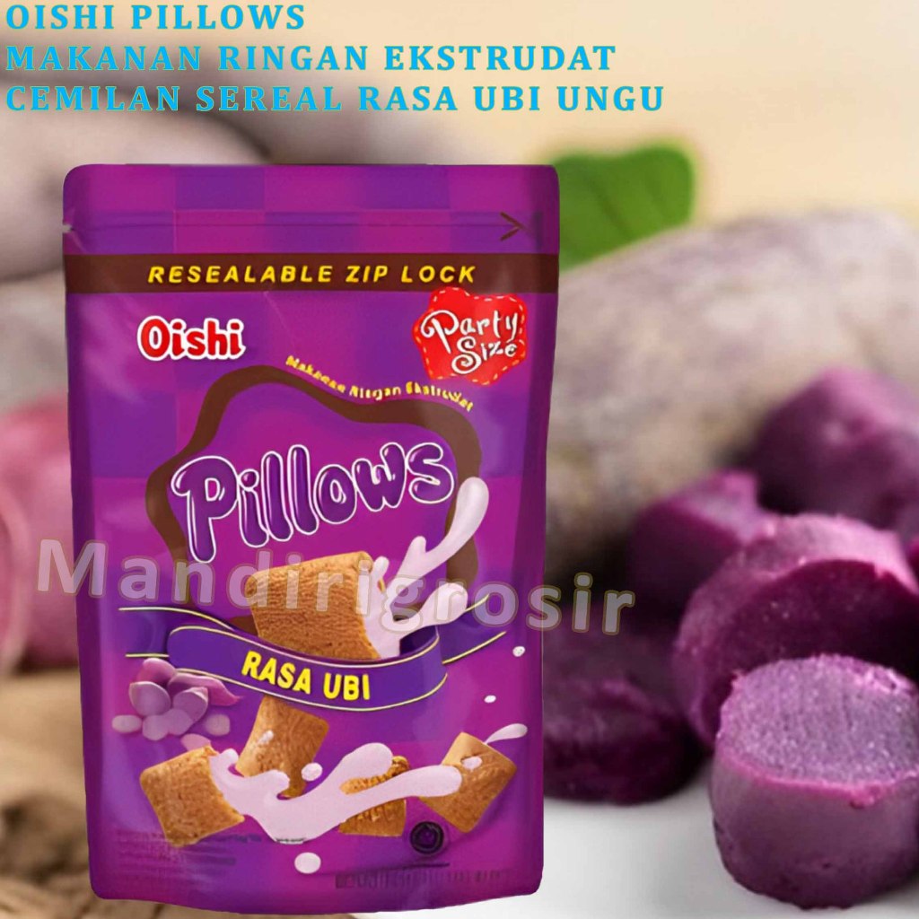 Jual Makanan Ringan Ekstrudat * Oishi Pillows * Cemilan Sereal Rasa Ubi ...