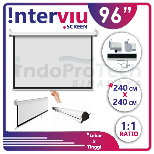 Jual Layar Proyektor Manual 96 inch Rasio 1:1 | Interviu Screen ...