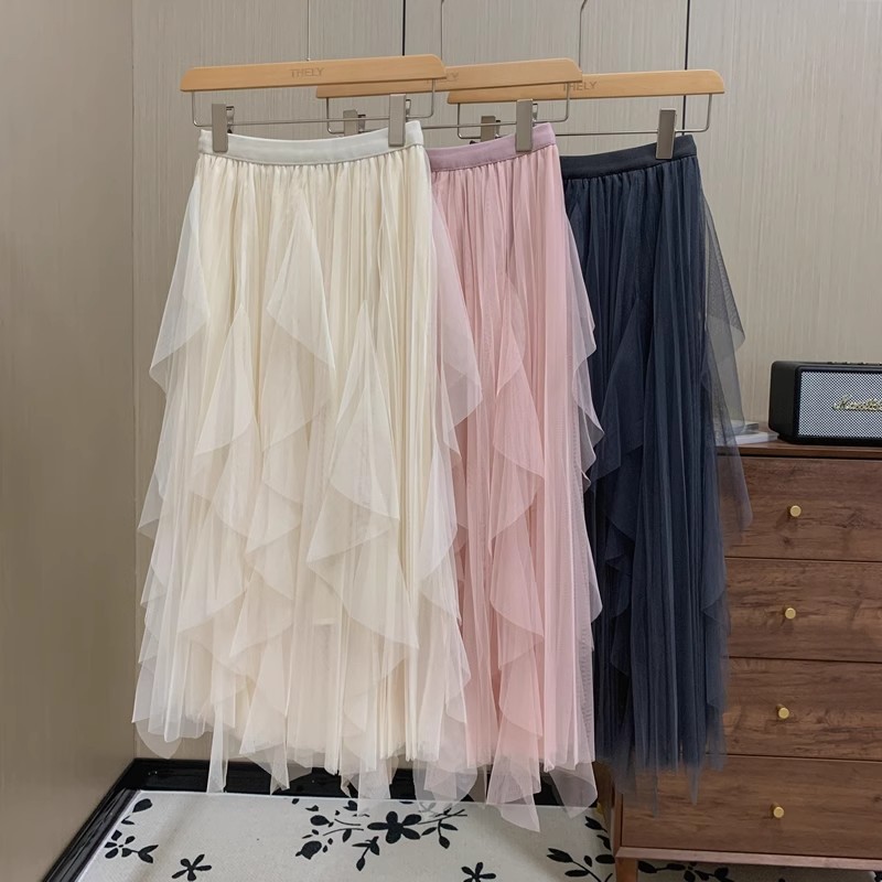 Jual Rok tutu Tulle Merah Muda Wanita Musim Semi dan Musim Gugur 2025 ...