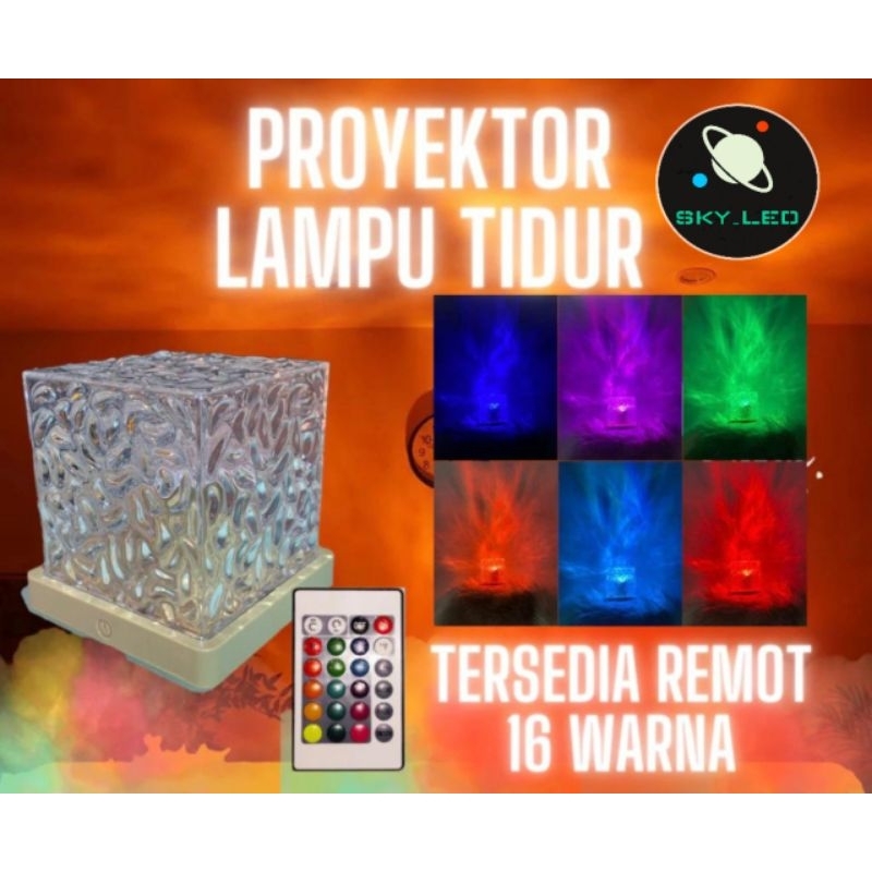 Jual lampu proyektor aurora glow lamp kotak / lampu tidur RGB remot ...