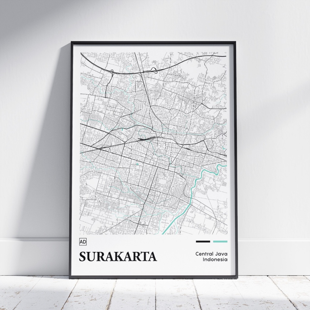 Jual Poster Peta Minimalis Kota Surakarta A1 A2 A3 A4 Semi Matte ...