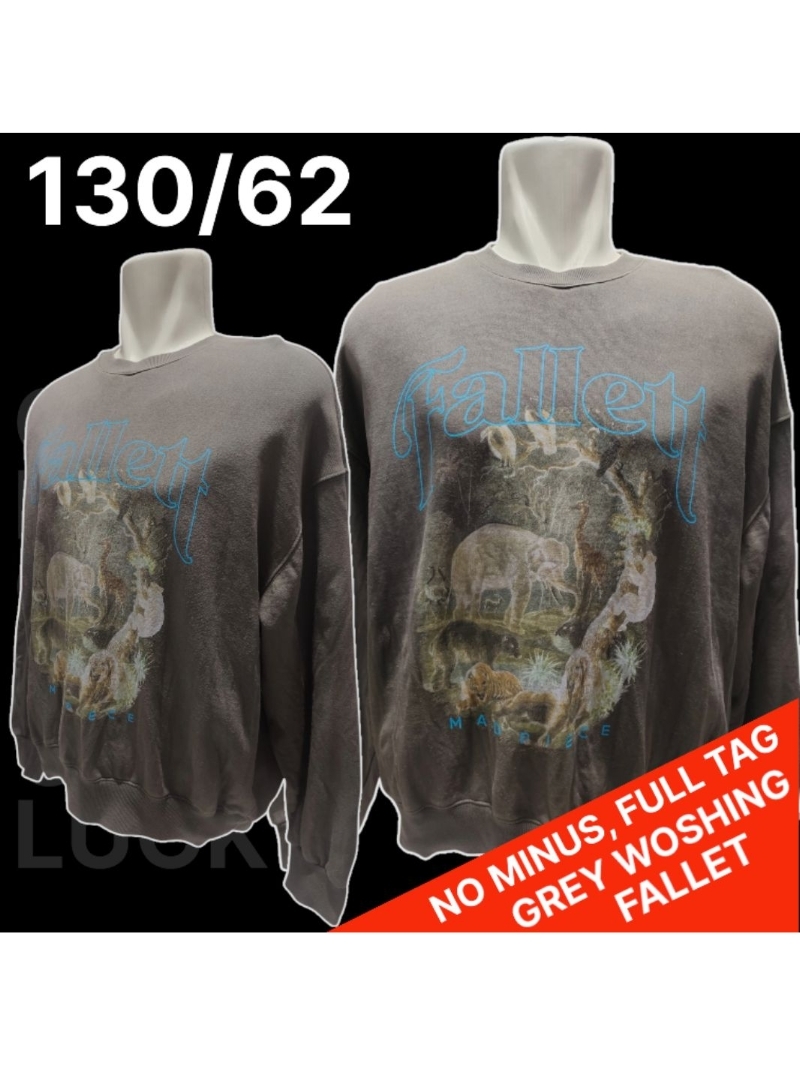 Jual Crewneck Abu Wosh FALLET Ori/CN Grey Wosh Fallet Ori/Sweater Grey ...