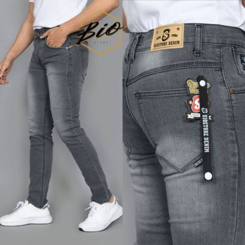 Jual TURUN HARGA - Celana Jeans Pria Lelaki Dewasa Hitam Pensil Slimfit ...