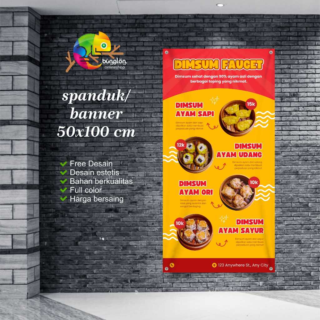 Jual Cetak Spanduk Banner Merah Kuning Lucu Estetik Menu Makanan ...