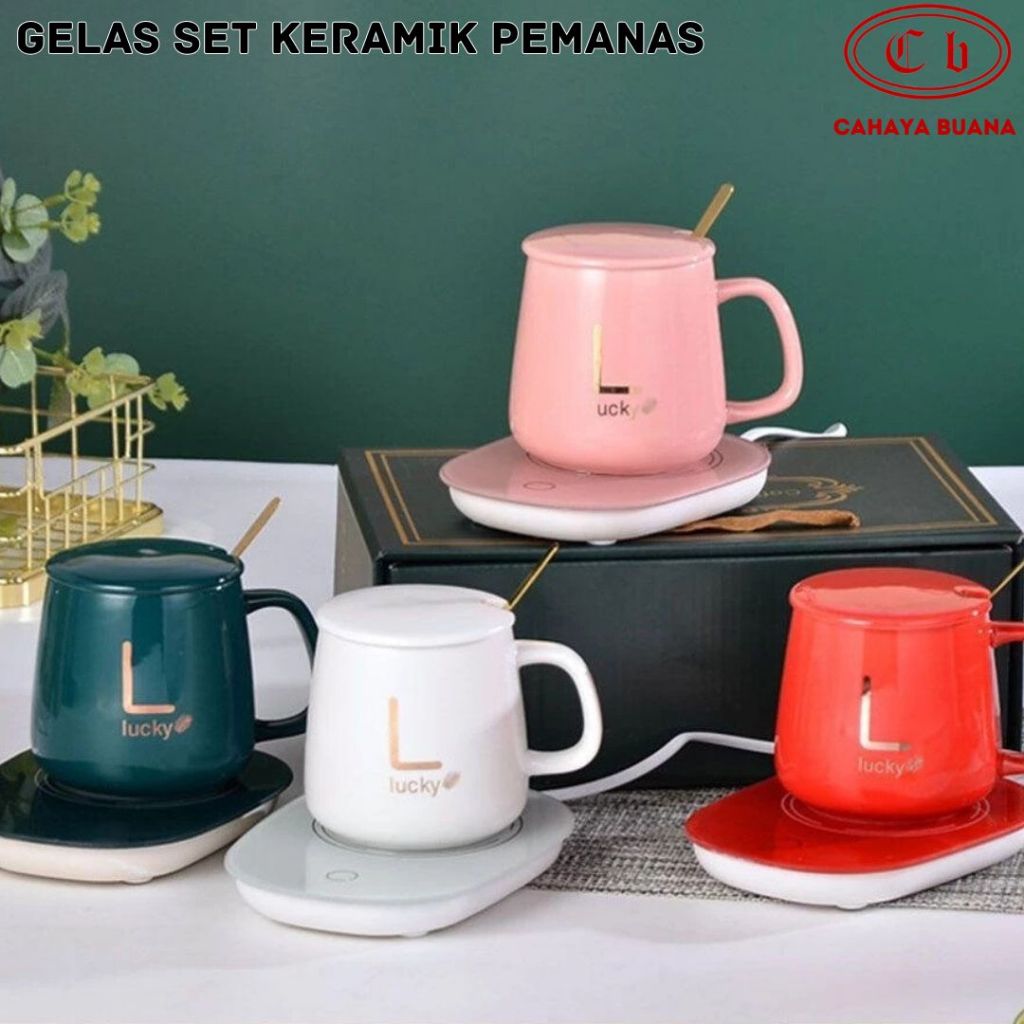 Jual Gelas dan Pemanas Air / Gelas Set Keramik Pemanas / Cangkir Set ...