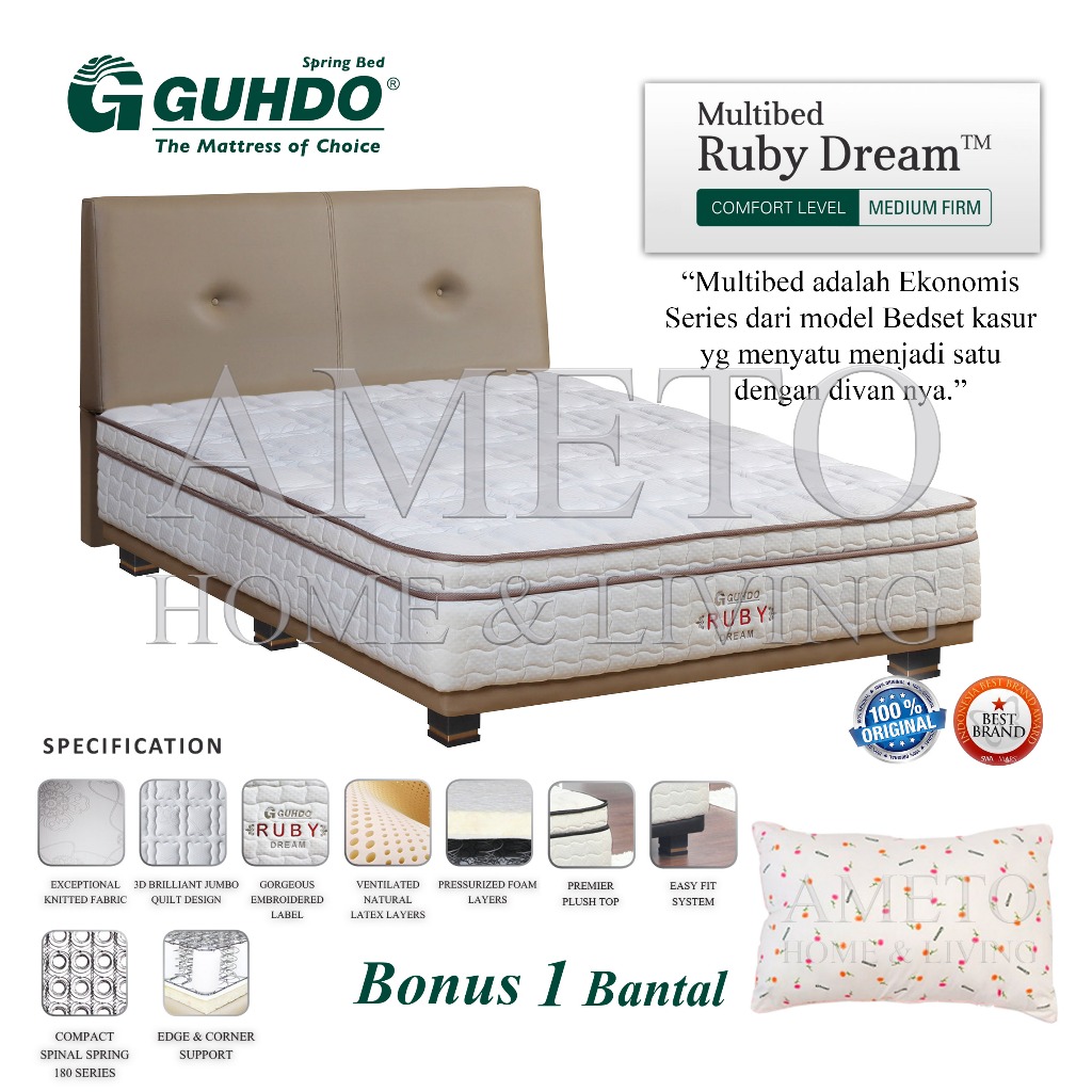 Jual Guhdo Springbed Multi Bed Ruby Dream Latex HB Bravo Full Set 90 ...
