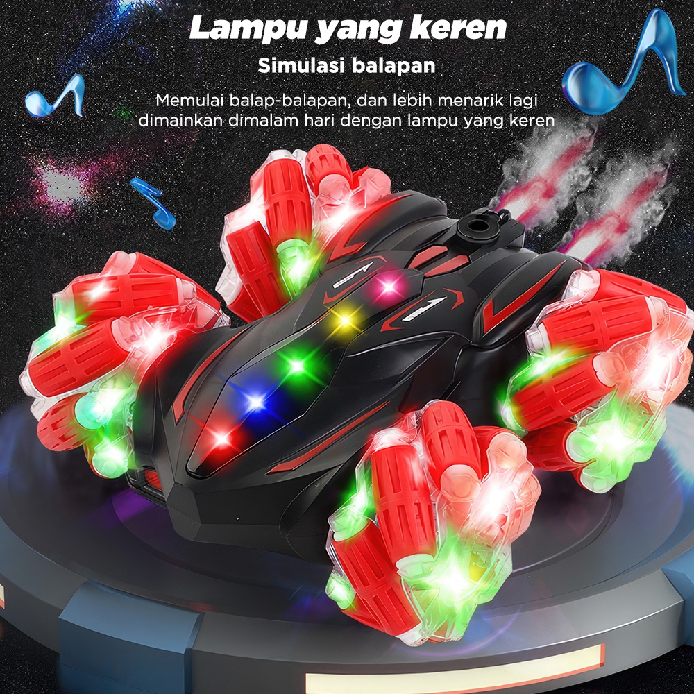 Jual Mainan Mobil Remote Control RC Stunt Car 2.4G Dengan 4WD Lampu+Spray+Musik Rotasi 360 ...