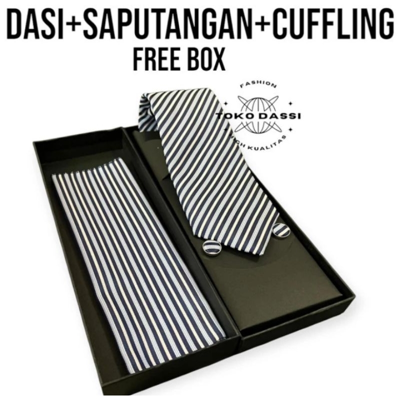 Jual dasi pria premium motif salur 3 paket dasi+saputangan motif salur ...