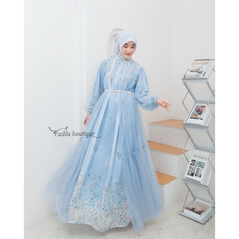 Jual Attiya Dress Ceruty Printing Motof Bunga Mix Tile Lepas | Shopee ...