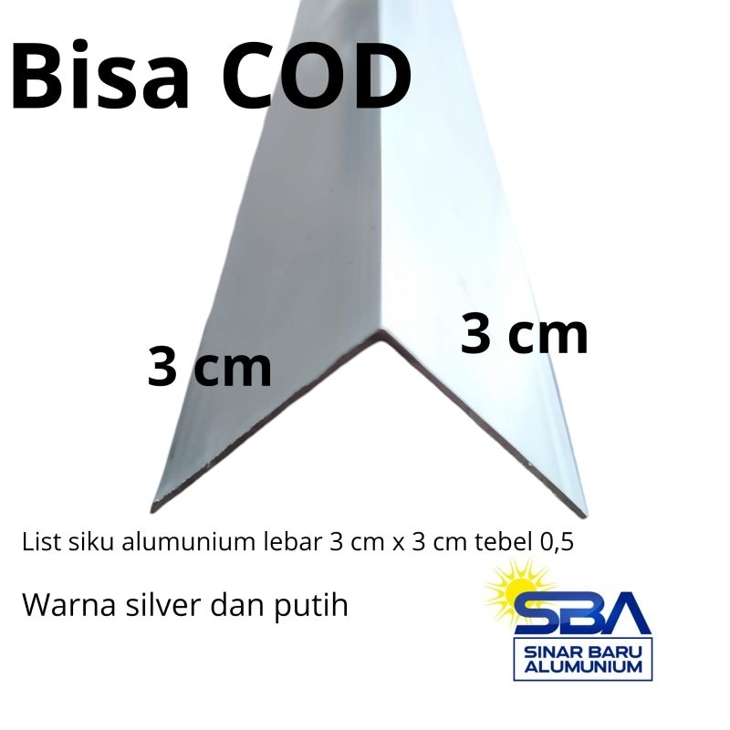Jual LIST SIKU ALUMUNIUM 3CM X 3CM PANJANG 100CM | Shopee Indonesia