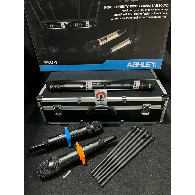 Jual Mic Wireless Ashley PRO-1 PRO1 PRO 1 UHF 2 Mic Genggam Handheld ...