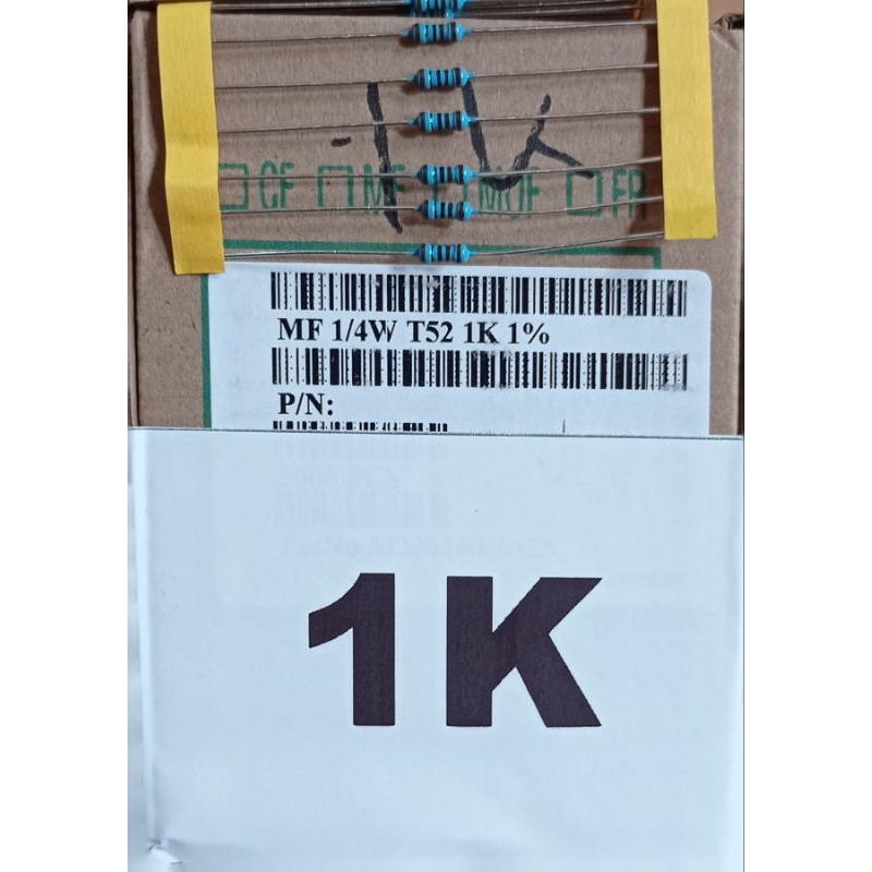 Jual Resistor Metal 1K 1/4Watt MF 1/4W T52-1K-1% Resistor Taiwan | Shopee Indonesia