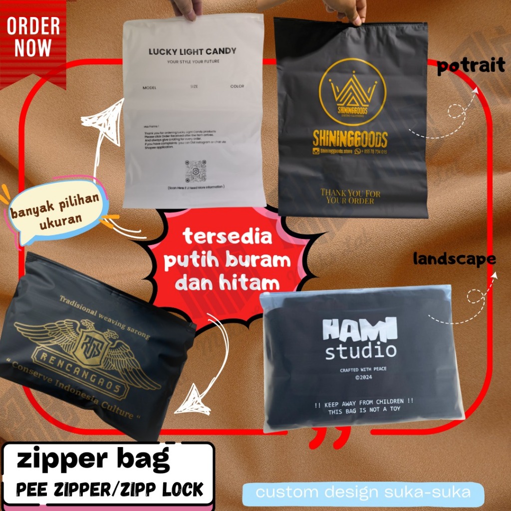 Jual [FREE DESIGN] Zipper costum Black & White Pearl KEMASAN AKSESORIS ...