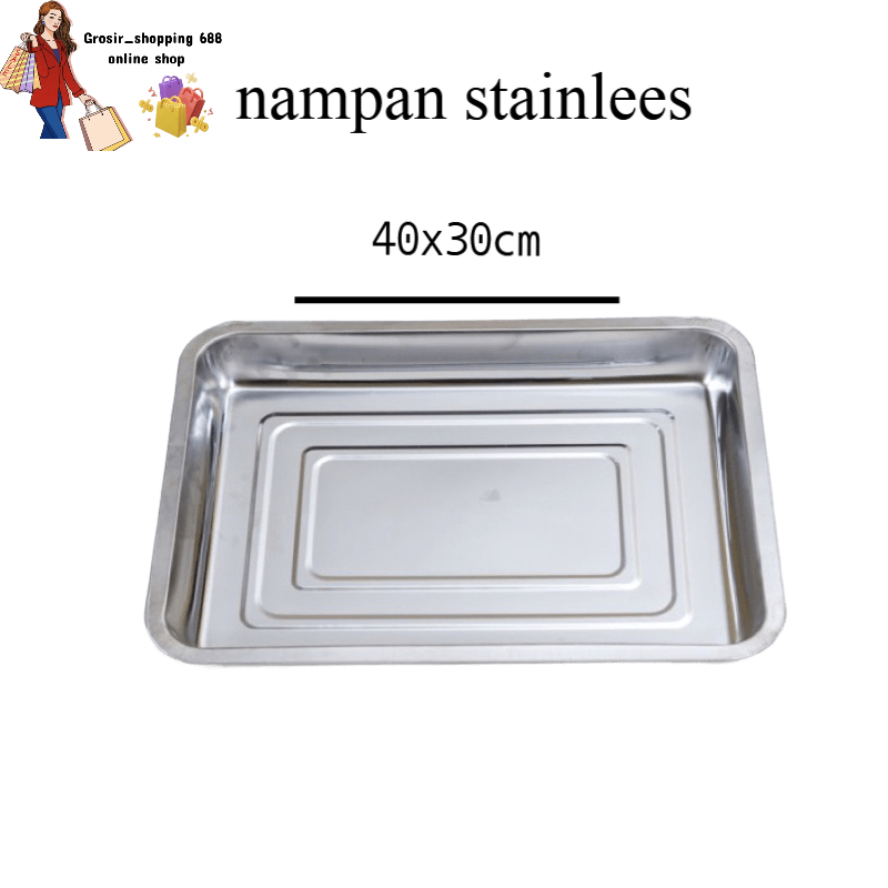 Jual GS NAMPAN BAKI STAINLESS WADAH TEMPAT SAJI MAKANAN PRASMANAN BAKI ...