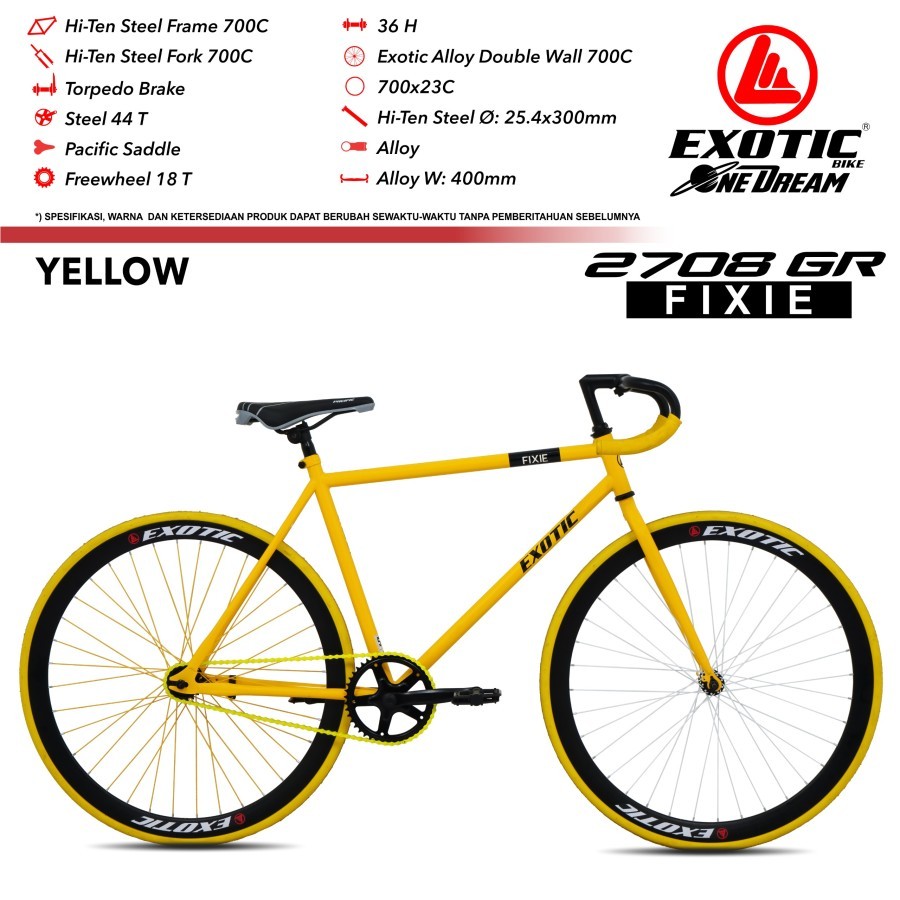 Jual Sepeda Fixie EXOTIC 2708 GR 700C Sepeda Balap Rem Torpedo | Shopee ...
