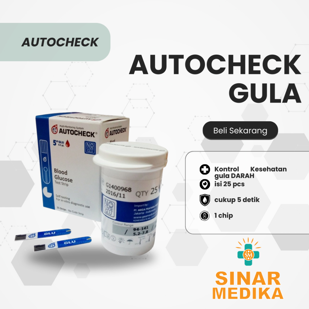 Jual STRIP AUTOCHECK GULA DARAH / STIK AUTO CHECK BLOOD GLUCOSE REFILL ...