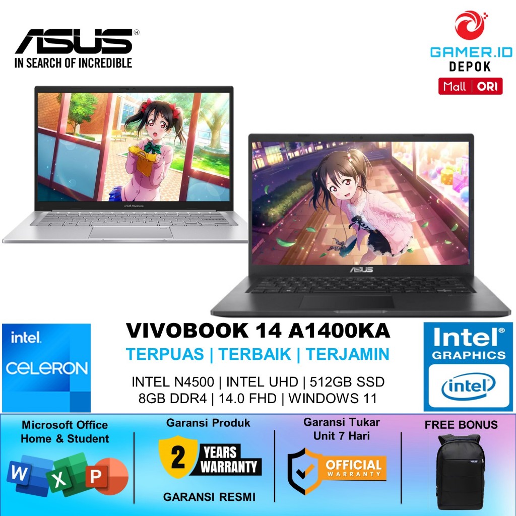 Jual LAPTOP ASUS VIVOBOOK 14 A1400KA INTEL N4500 8GB RAM 512GB SSD ...