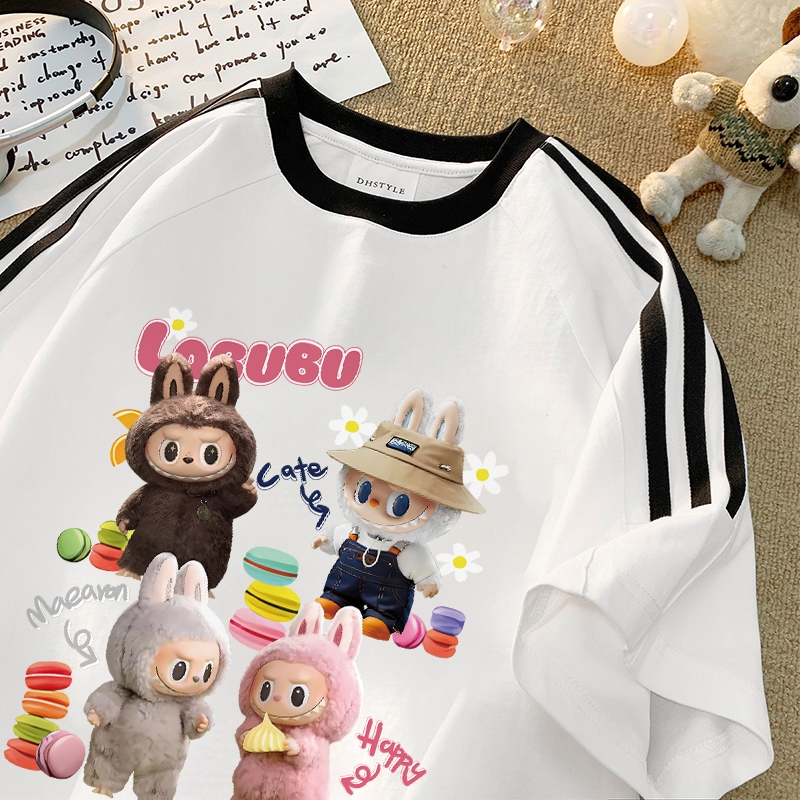 Jual Forteid cetakan lucu labubu/ Korea Oversize Bergaris Bahu Korean ...