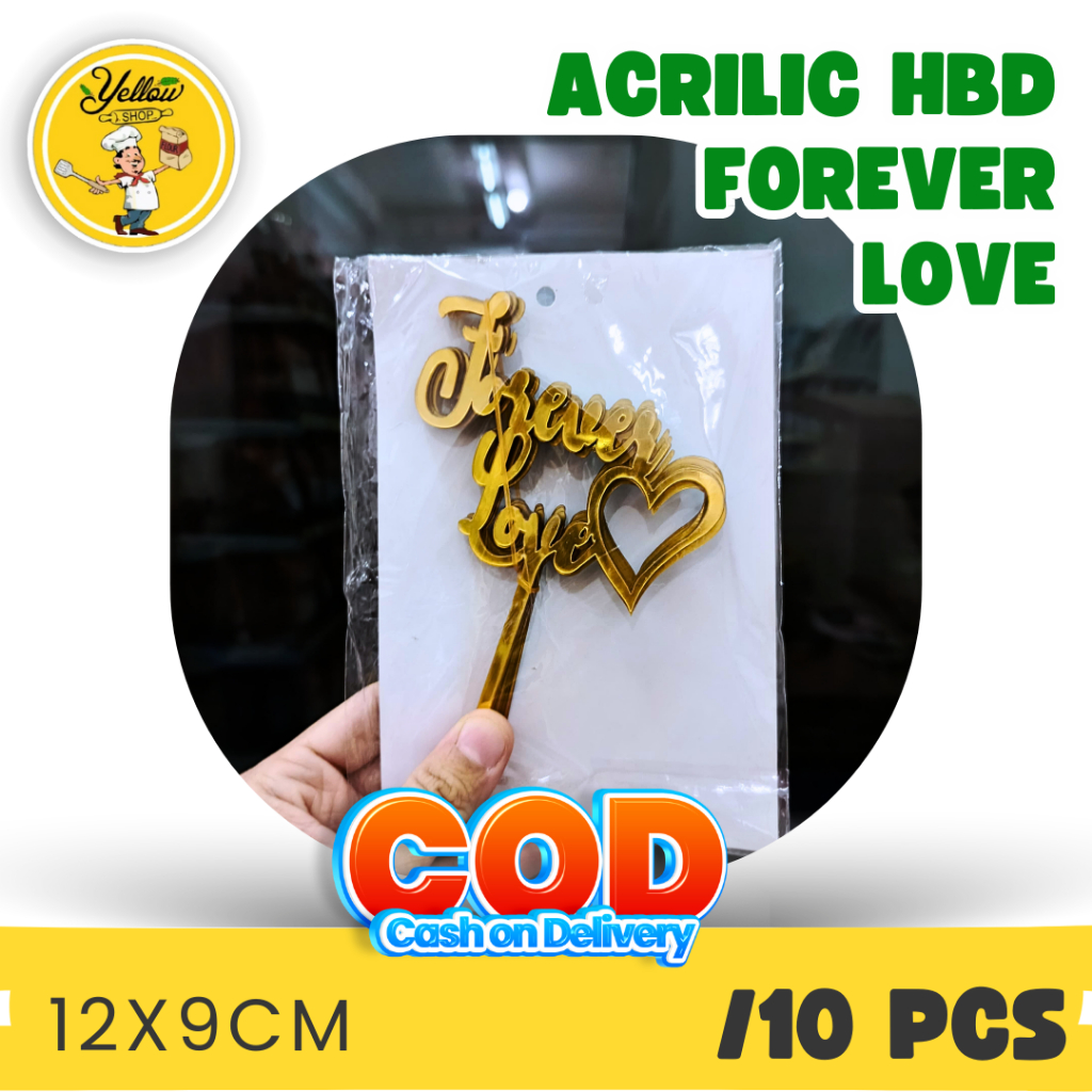 Jual TOPPER ACRILIC FOREVER LOVE ISI 10 / HIASAN KUE | Shopee Indonesia