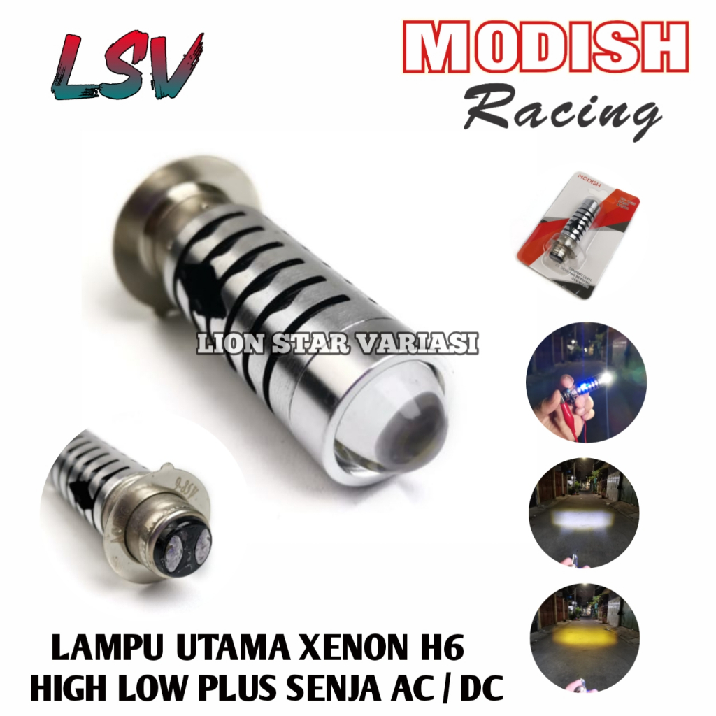 Jual Bohlam Utama LED H6 Laser 2 Warna LED Lampu H6 Motor Matic Universal Putih Kuning Plus ...