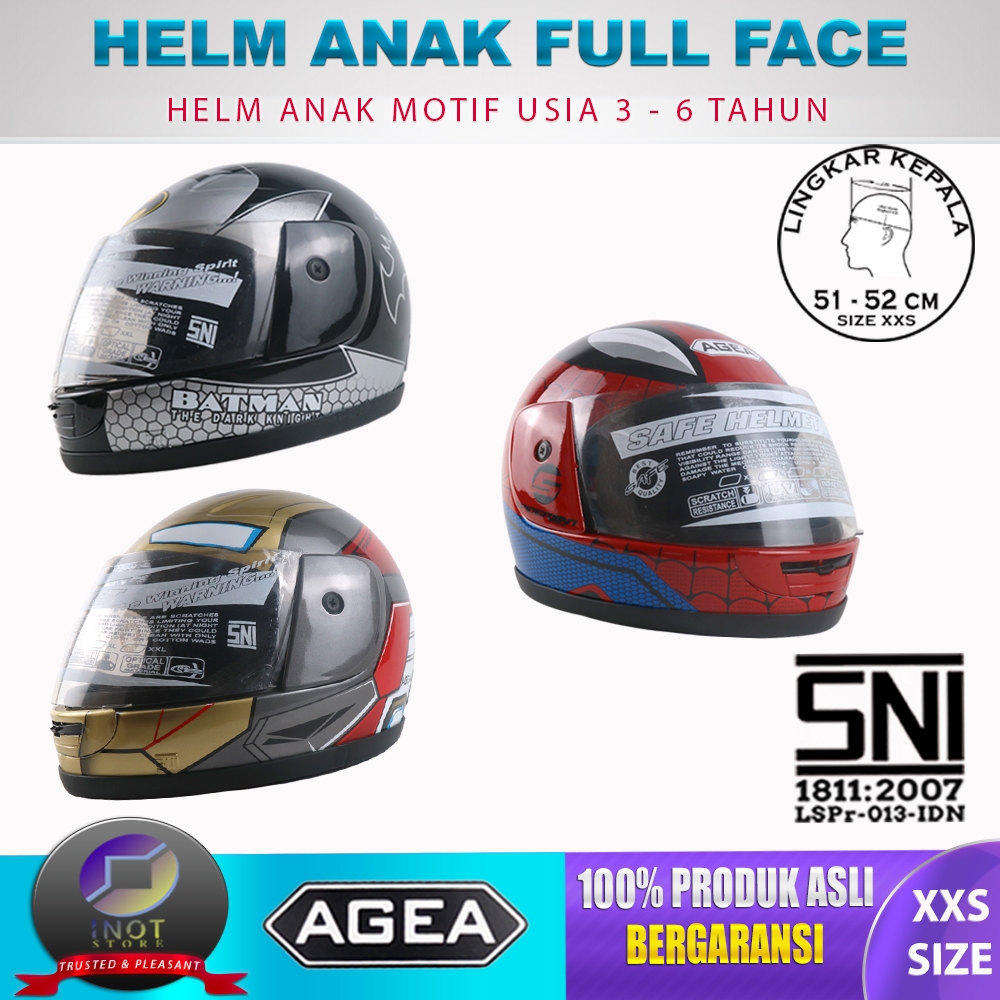Jual AGEA Helm Full Face Kids SNI Motif Karakter Hero Marvel Anak Laki ...