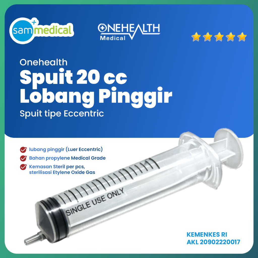 Jual Onehealth Syringe Luer Slip 20ml / Spuit Lubang Pinggir 20cc ...