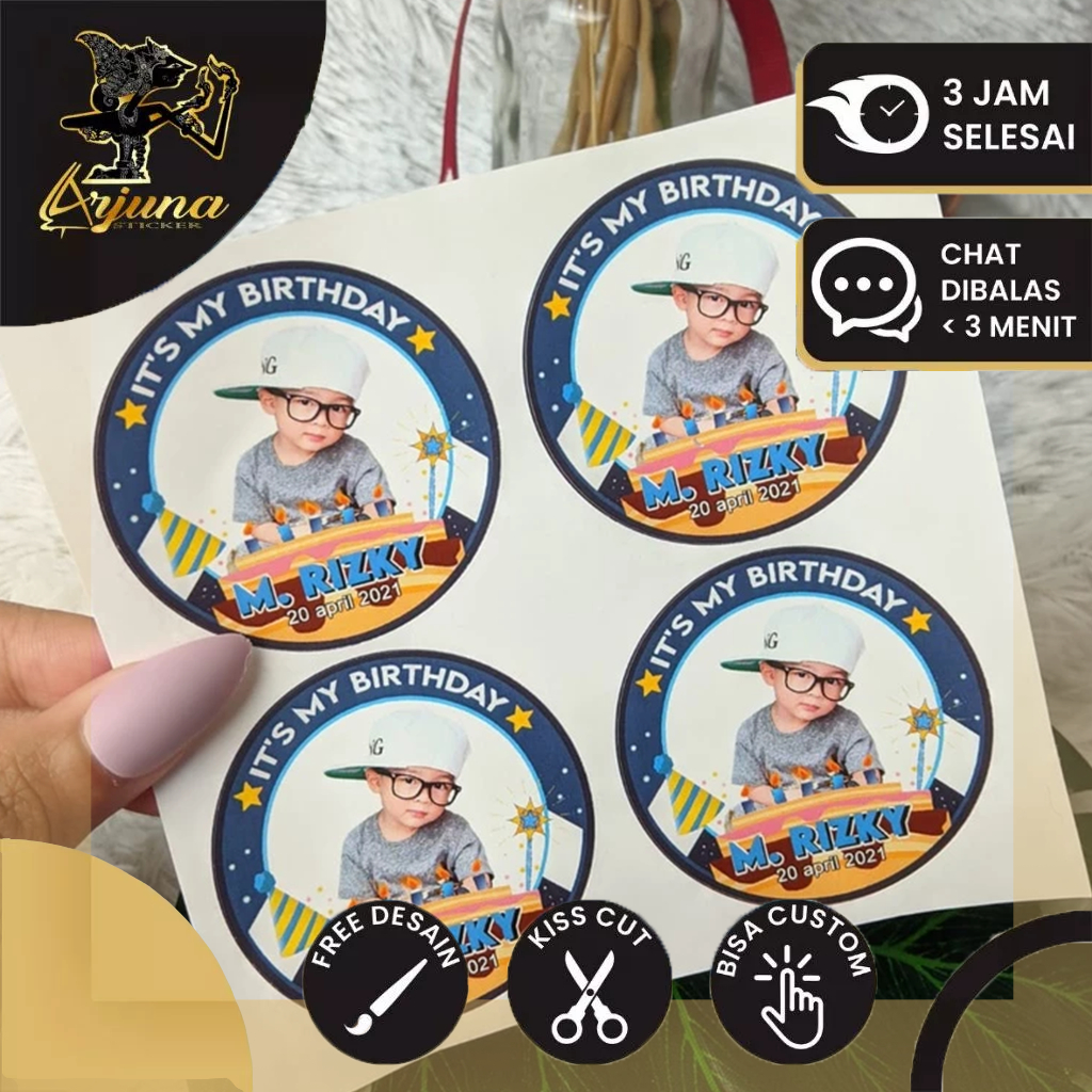 Jual 2-4 Stiker Ulang Tahun Stiker Label Ultah Anak Bulat Sticker ...