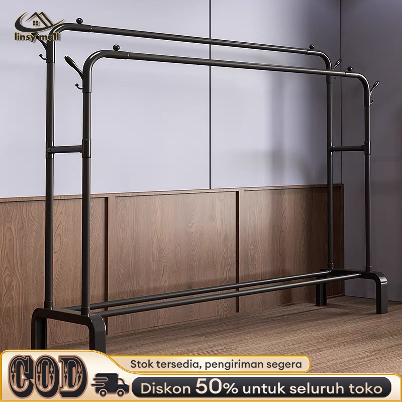 Jual Rak Gantungan Baju Stand Hanger Double Rak Pakaian Jemuran Baju ...
