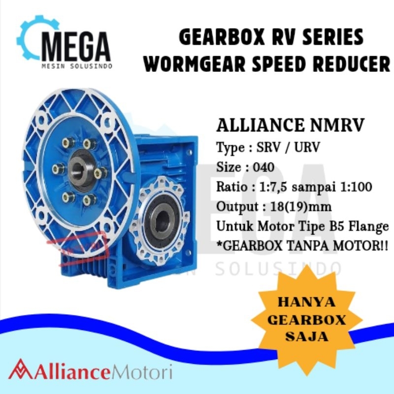 Jual Alliance Gearbox NMRV 040 r1:7.5 s/d 1:100 Worm Gear Speed Reducer Only (URV/SRV) | Shopee ...