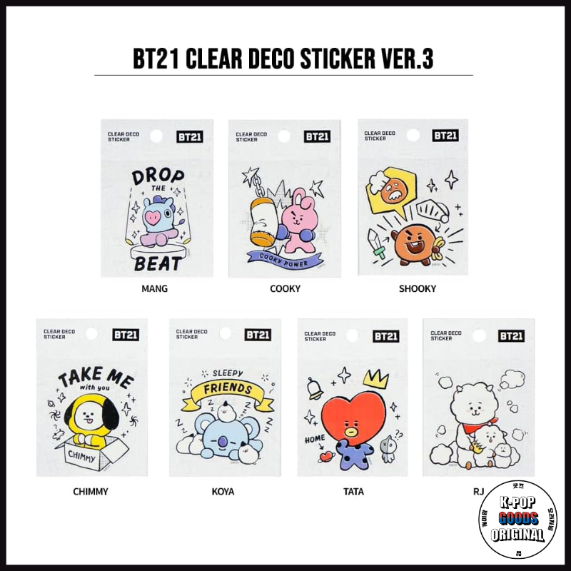 Jual BT21 Clear Deco Sticker 3rd Edition Mang Shooky RJ Chimmy Koya ...