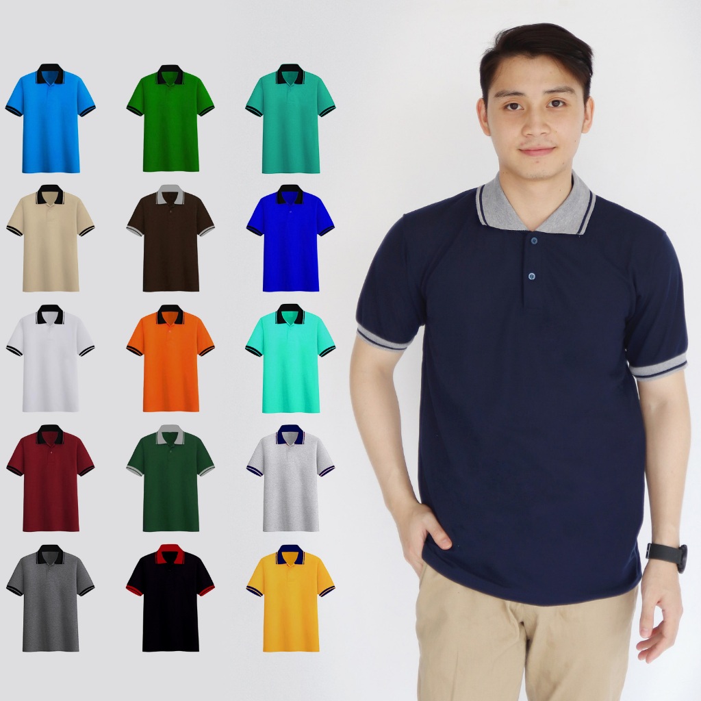 Jual Afada - Kaos Polo Shirt Polos Pria Kerah Kombinasi / Kaos Seragam Berkerah Lengan Pendek ...