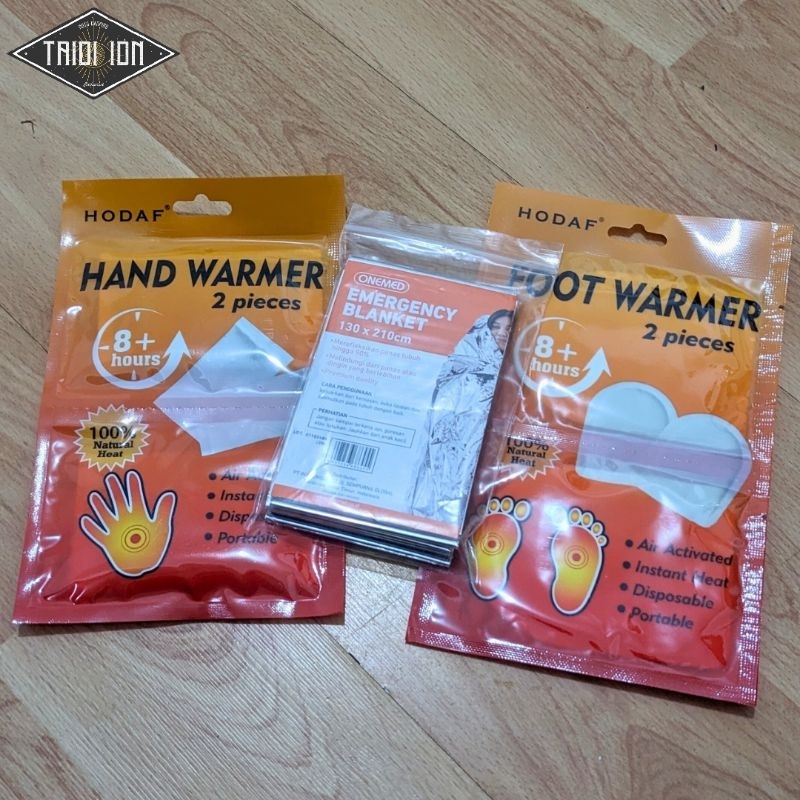 Jual 1 Paket Anti Hypothermia Emergency Blanket Foot Warmer dan Hand ...