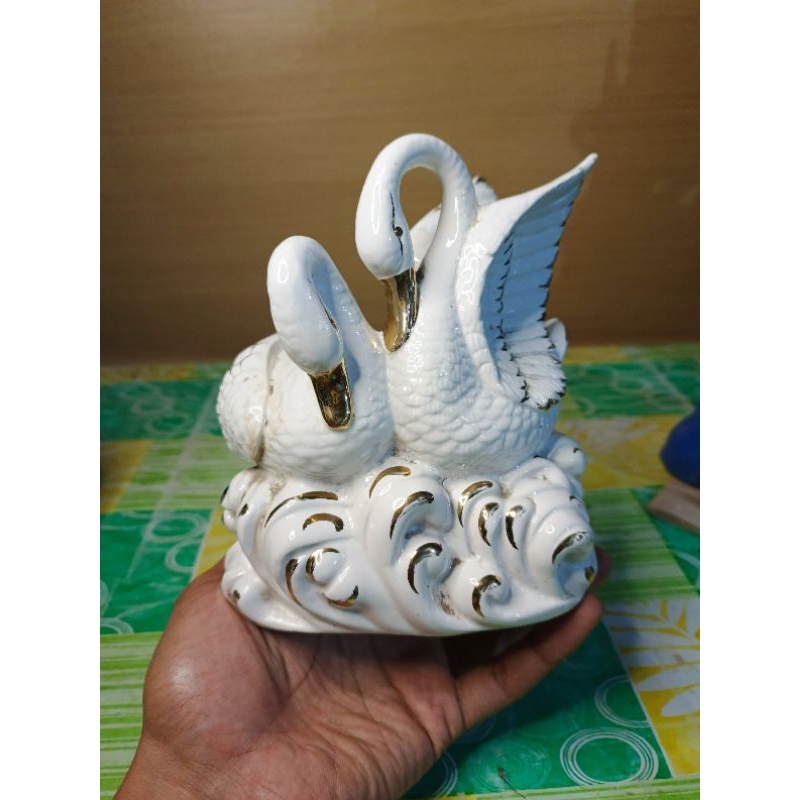 Jual patung sepasang angsa putih keramik porcelain antik jadul vintage ...