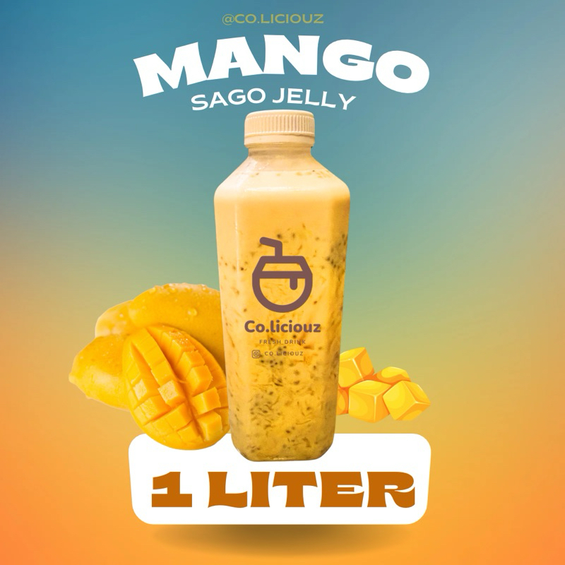 Jual Mango Sago Jelly Drink 1 Liter Homemade Minuman Fresh Vegetarian ...