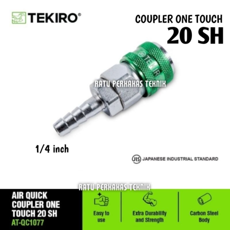 Jual TEKIRO KOPLER 20 SH ONE TOUCH AT-QC1077 AIR QUICK COUPLER NEPEL ANGIN SELANG KOMPRESOR DRAT ...